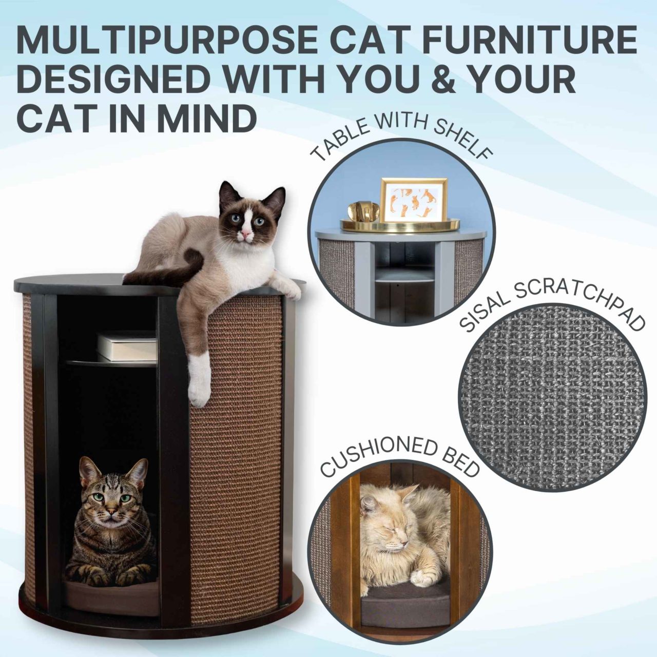 Purrrrfect End Table: Cat Bed Table & Scratching Post | The Refined Feline
